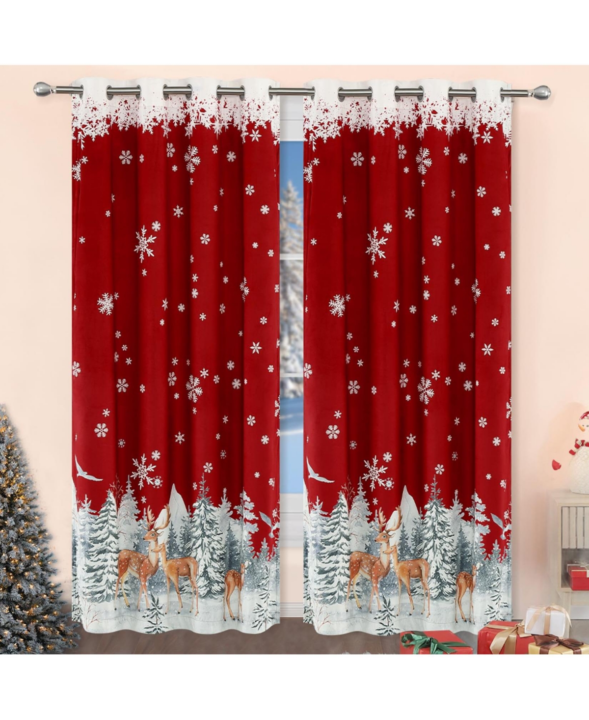 Click here for Christmas Curtains for Living Room  84" Long... prices