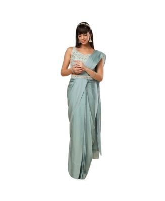 One Minute Saree Petite Meriel Silk Ready to Wear Sari - Macy's