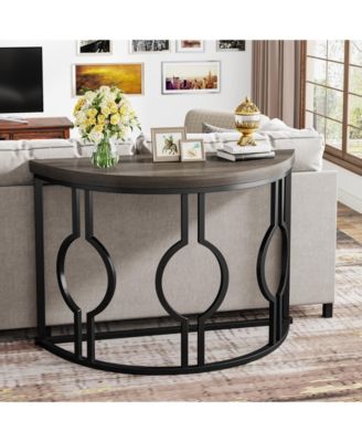 Tribesigns 43 Inch Industrial Semi Circle Sofa Table with Geometric ...