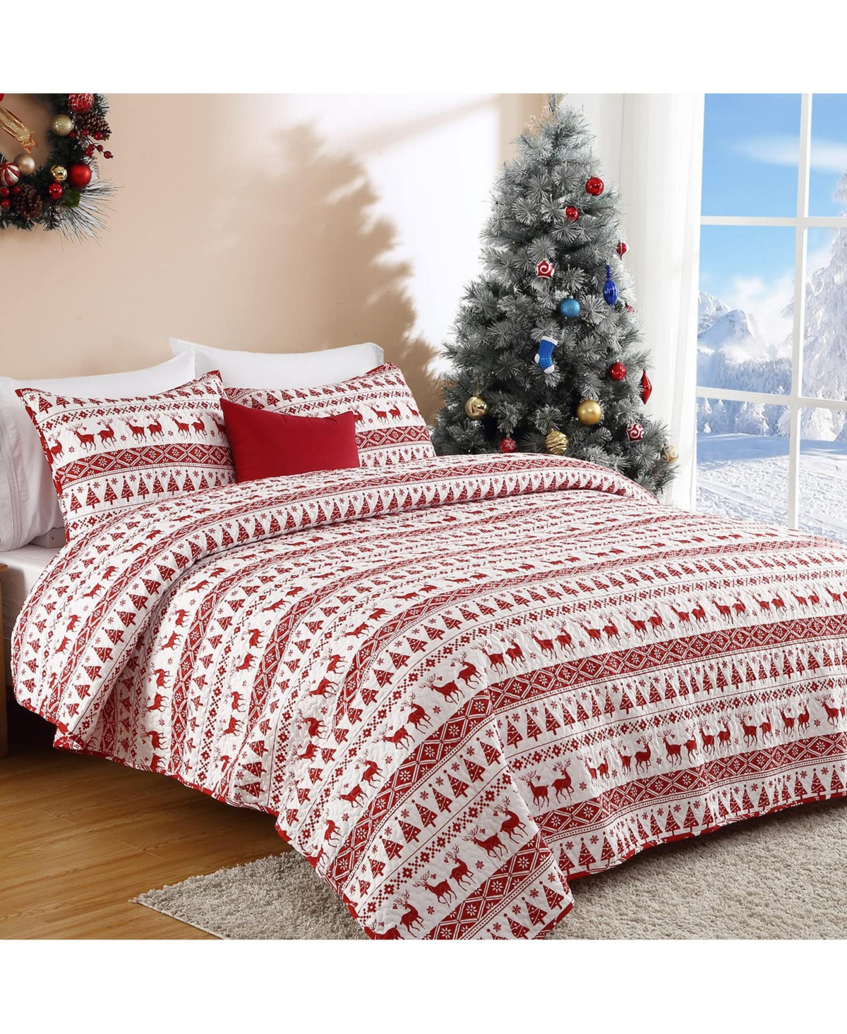 Click here for gaomon Christmas Quilt Set Queen  3-Piece Reversib... prices