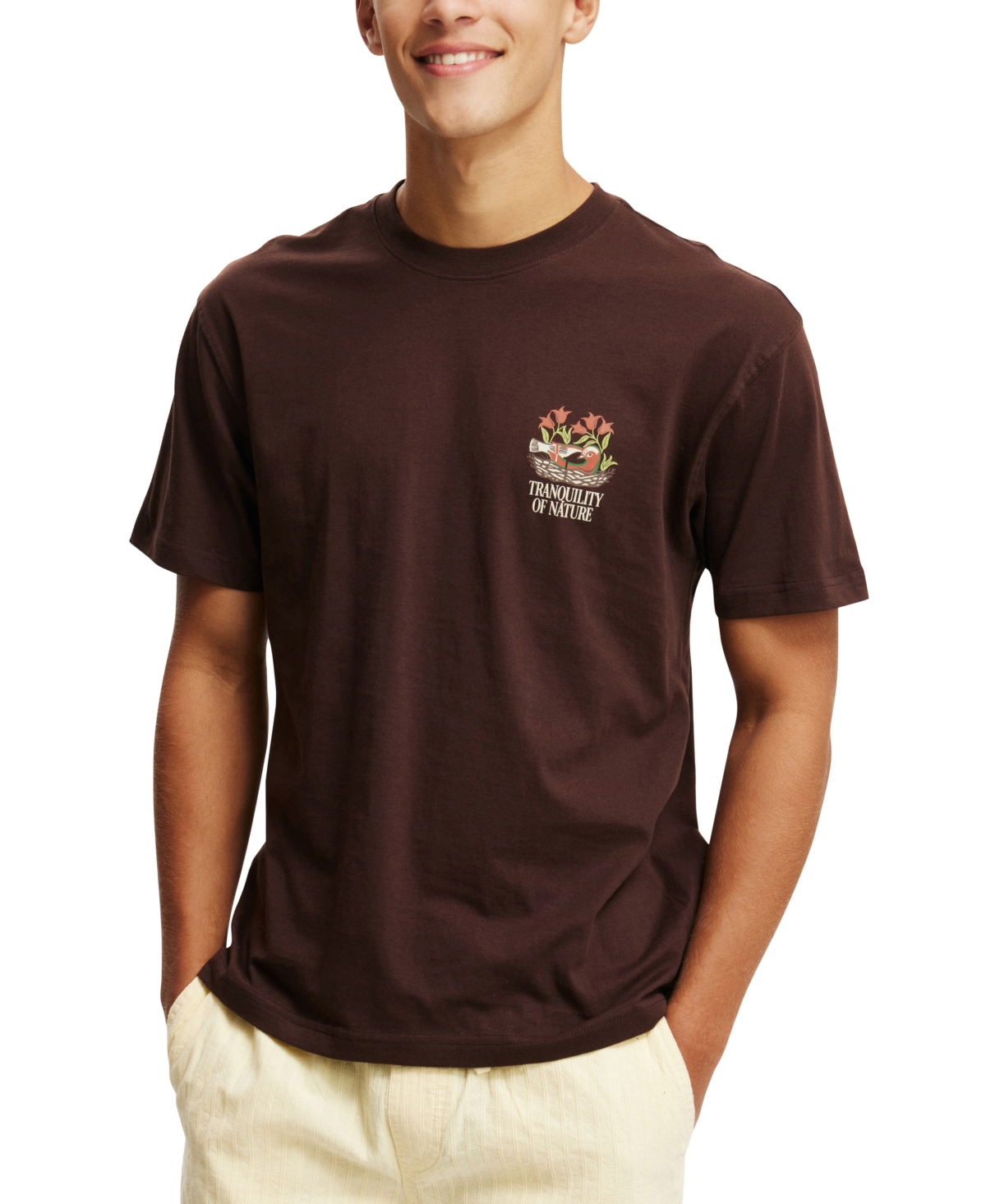 Click here for Cotton On Mens Loose Fit Art T-Shirt - Dark Oak/Tr... prices