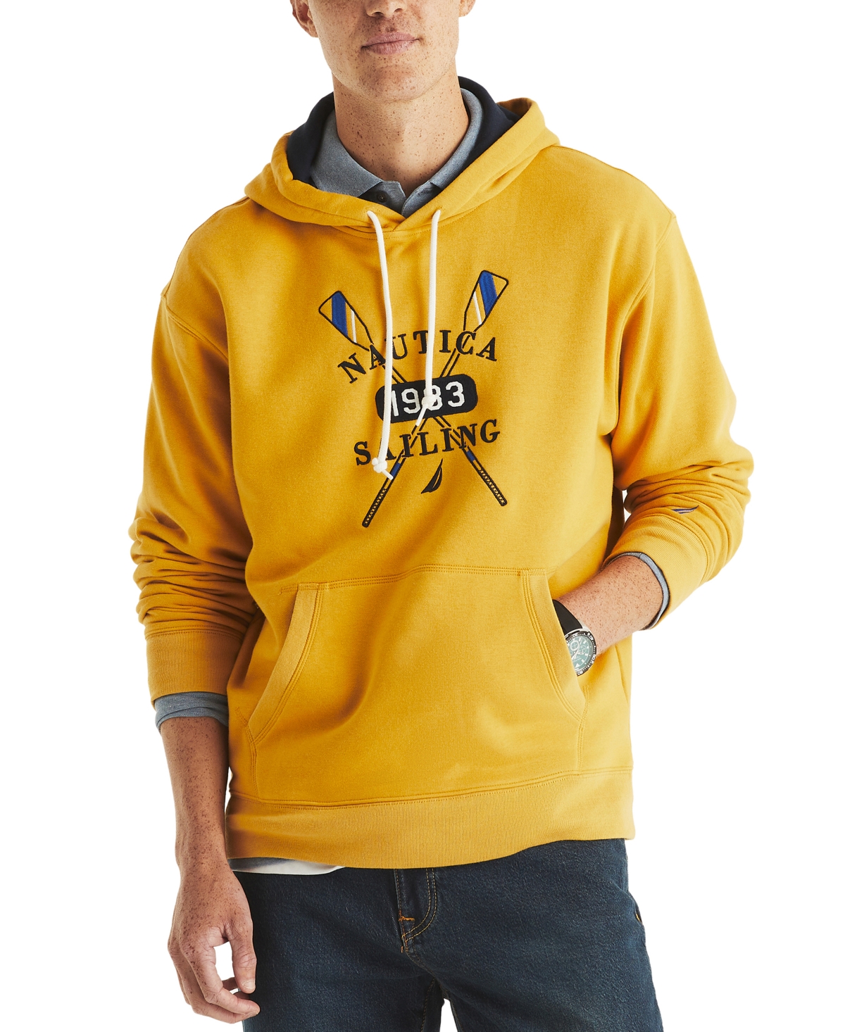 Click here for Nautica Mens Pullover Logo Graphic Hoodie - Goldst... prices