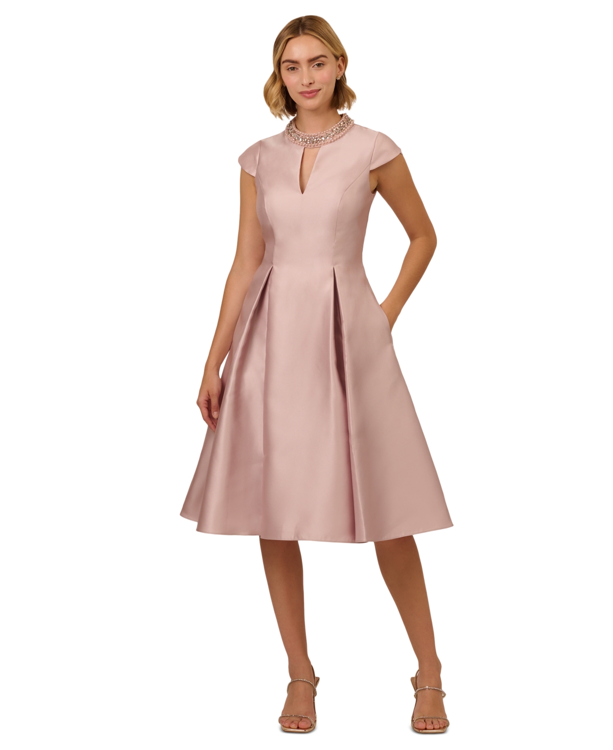 Click here for Adrianna Papell Womens Keyhole Mikado Midi Dress -... prices