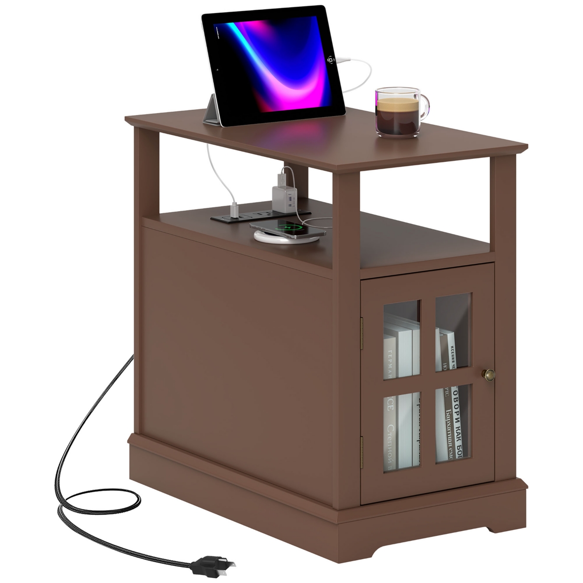 Click here for Homcom Side Table with Charging Station and Usb Po... prices