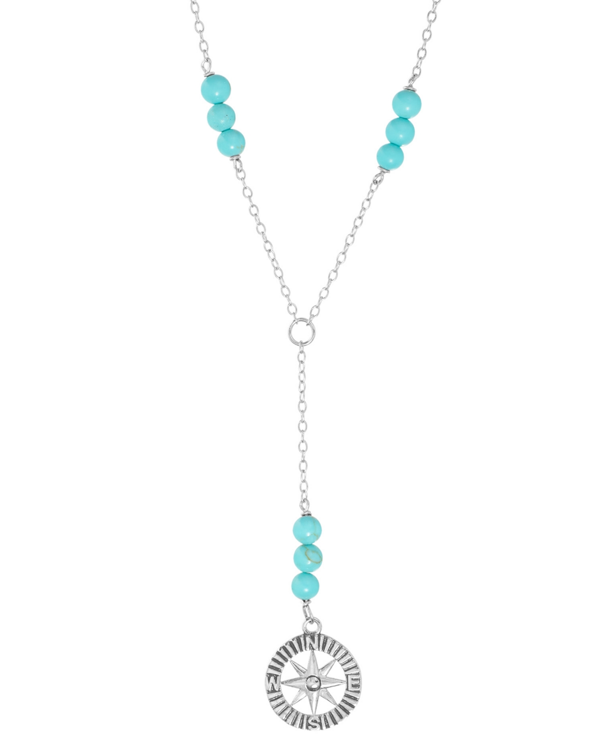 Click here for Simulated Turquoise Compass Lariat Necklace in Ste... prices