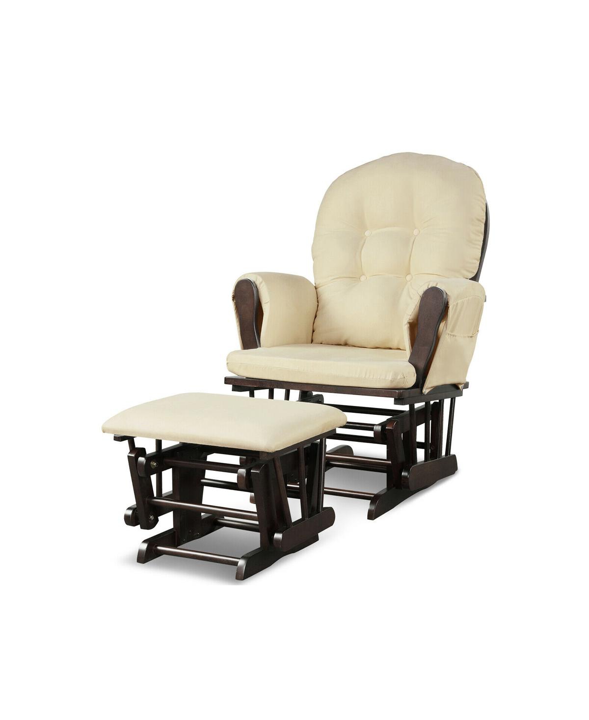 Click here for Gouun Wood Glider and Ottoman Set with Padded Armr... prices