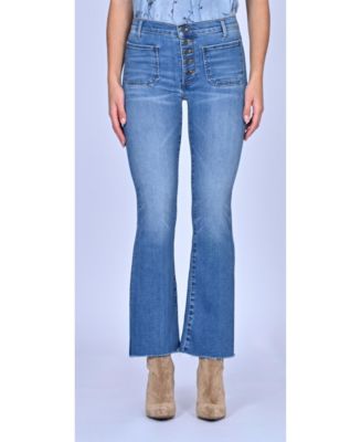Black Orchid Denim Women's Angelina Patch Pocket Crop Flare Jean - Macy's