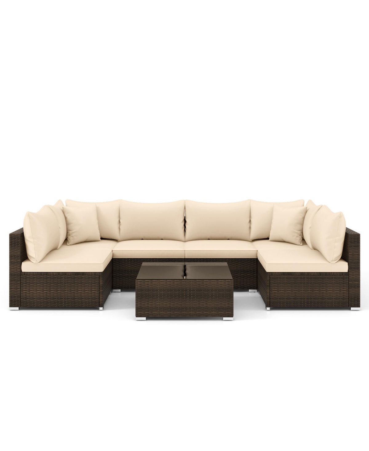 Click here for 7 Pieces Patio Rattan Furniture Set with Sectional... prices