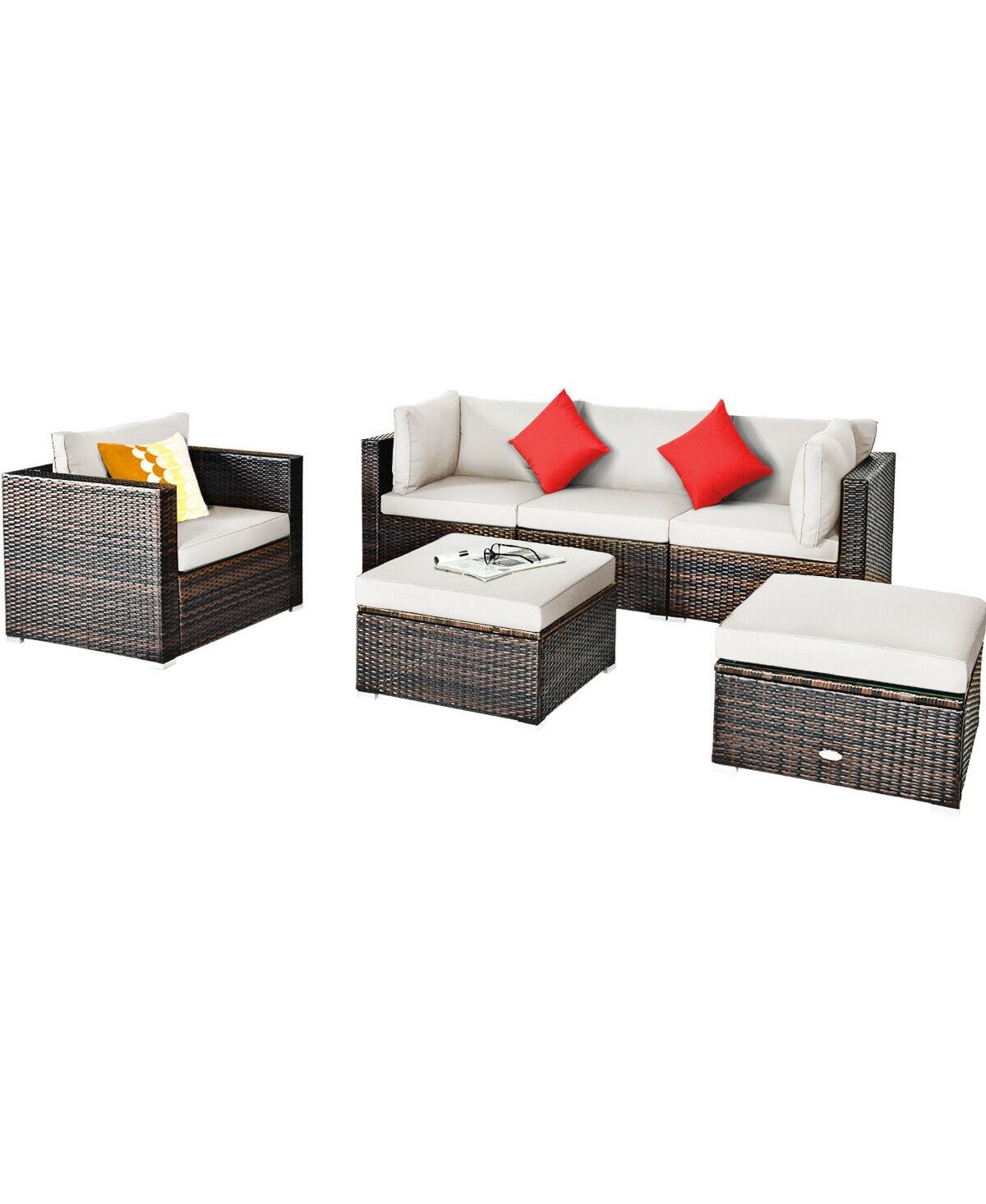 Click here for 6 Pieces Patio Rattan Furniture Set with Sectional... prices