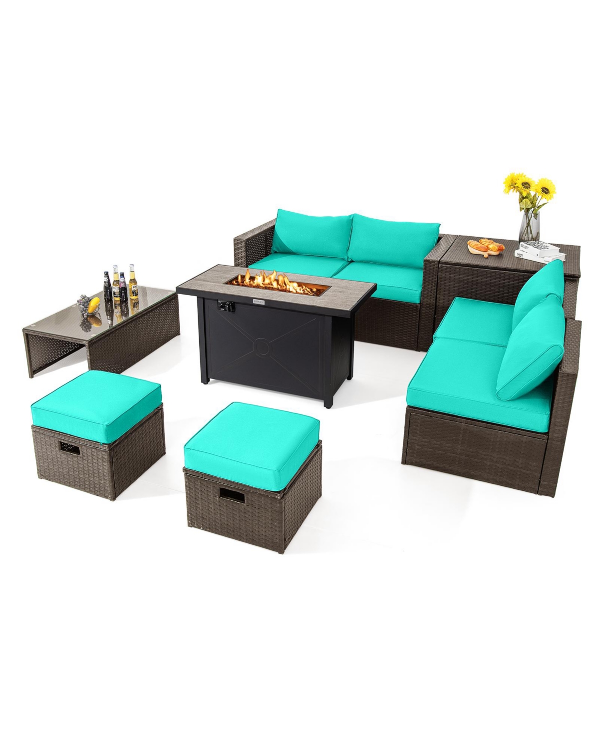 Click here for Gouun 9 Pieces Outdoor Patio Furniture Set with 42... prices