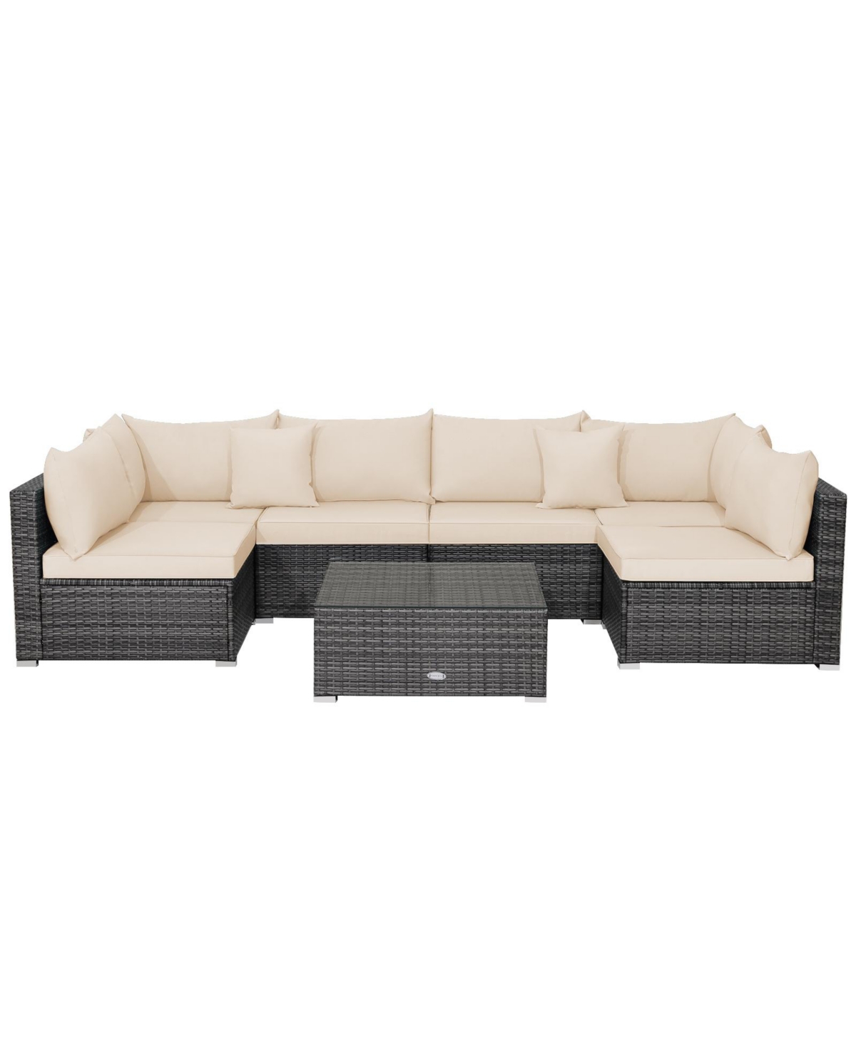 Click here for 7 Pieces Patio Rattan Furniture Set with Sectional... prices