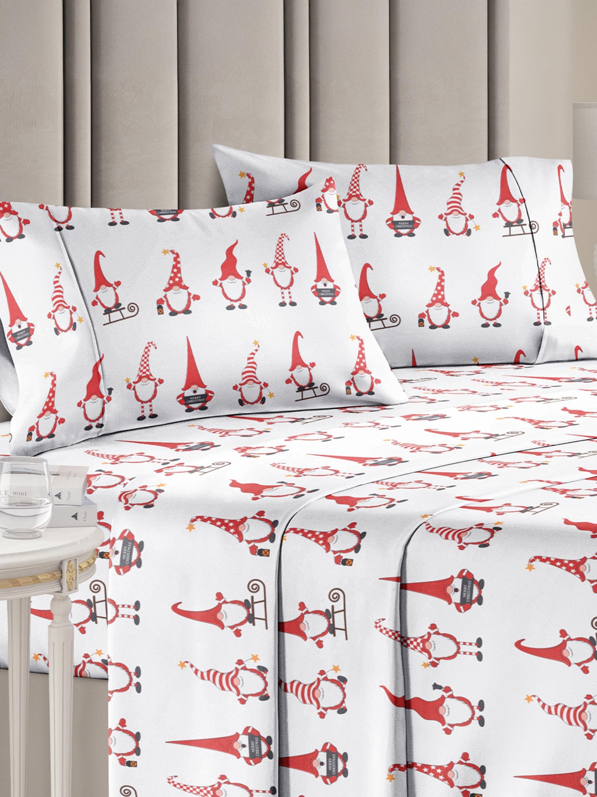 Click here for Christmas 4 Piece Microfiber Sheet Set (King - Gno... prices