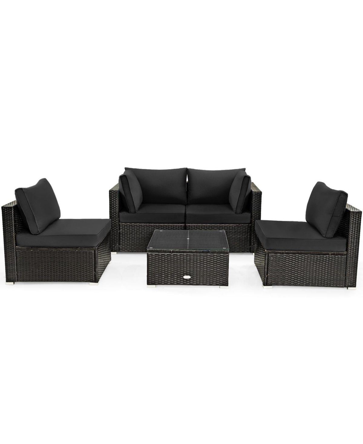 Click here for 5 Pieces Cushioned Patio Rattan Furniture Set with... prices