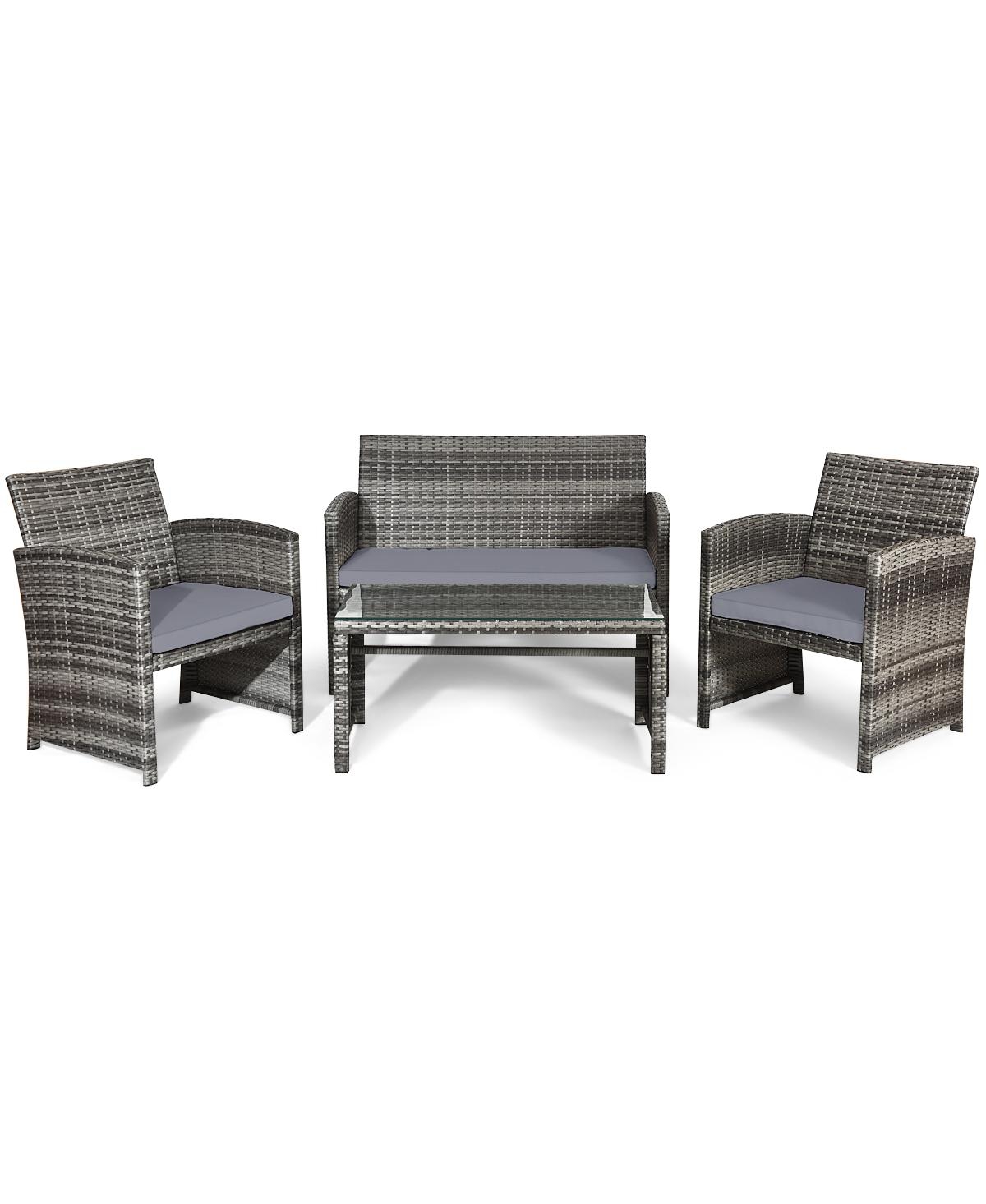 Click here for Gouun 4 Pieces Patio Rattan Furniture Set with Gla... prices