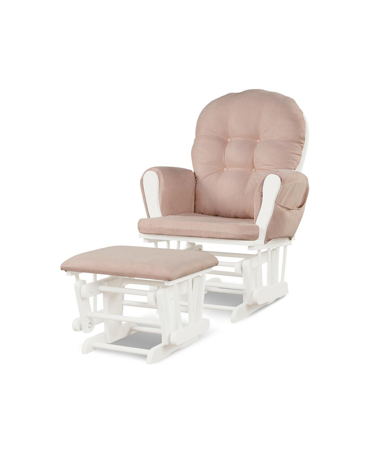 Click here for Gouun Wood Glider and Ottoman Set with Padded Armr... prices