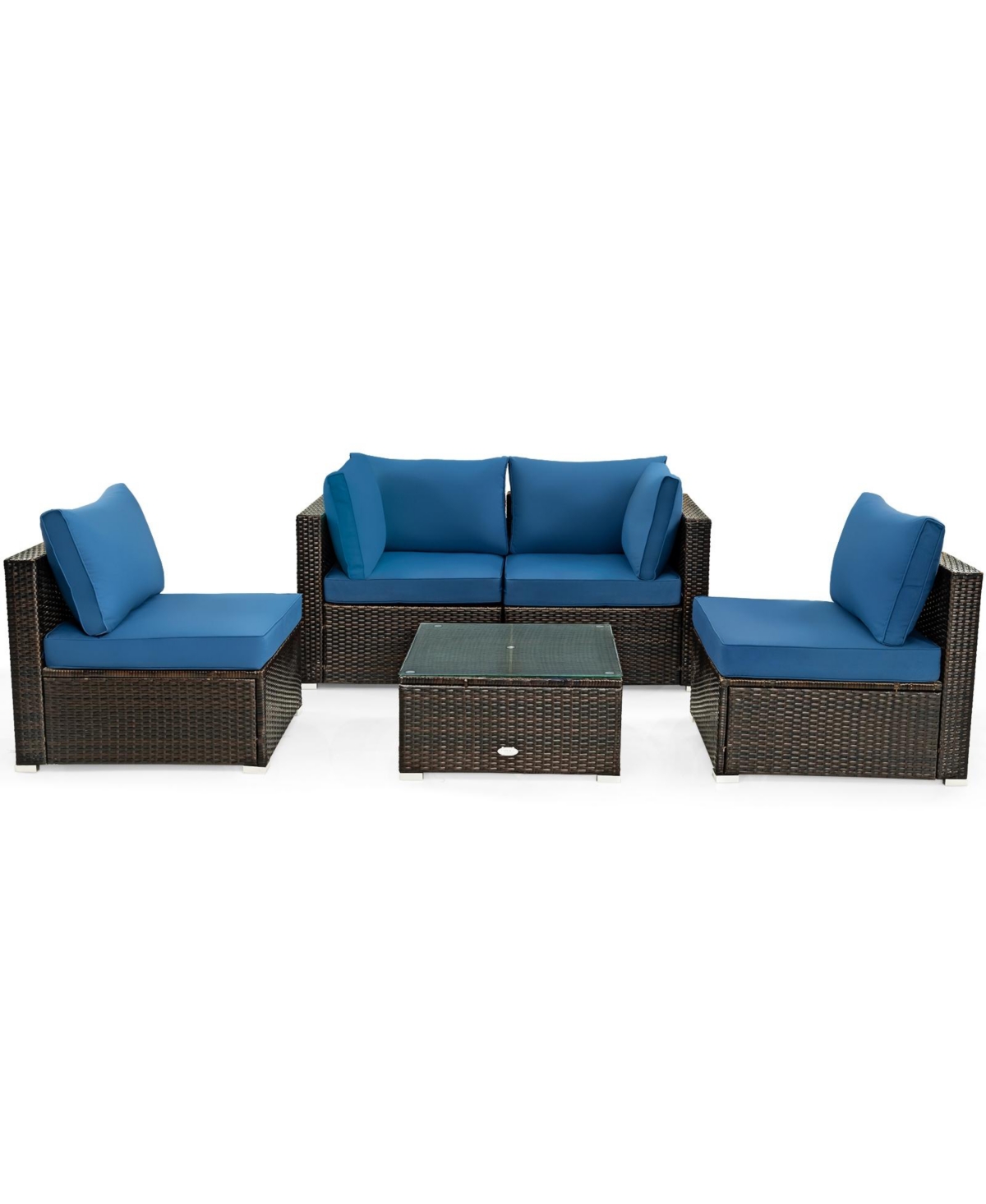 Click here for 5 Pieces Cushioned Patio Rattan Furniture Set with... prices