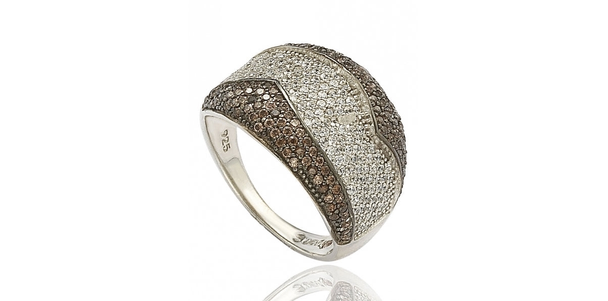 Click here for Suzy Levian Sterling Silver Brown and White Cubic... prices