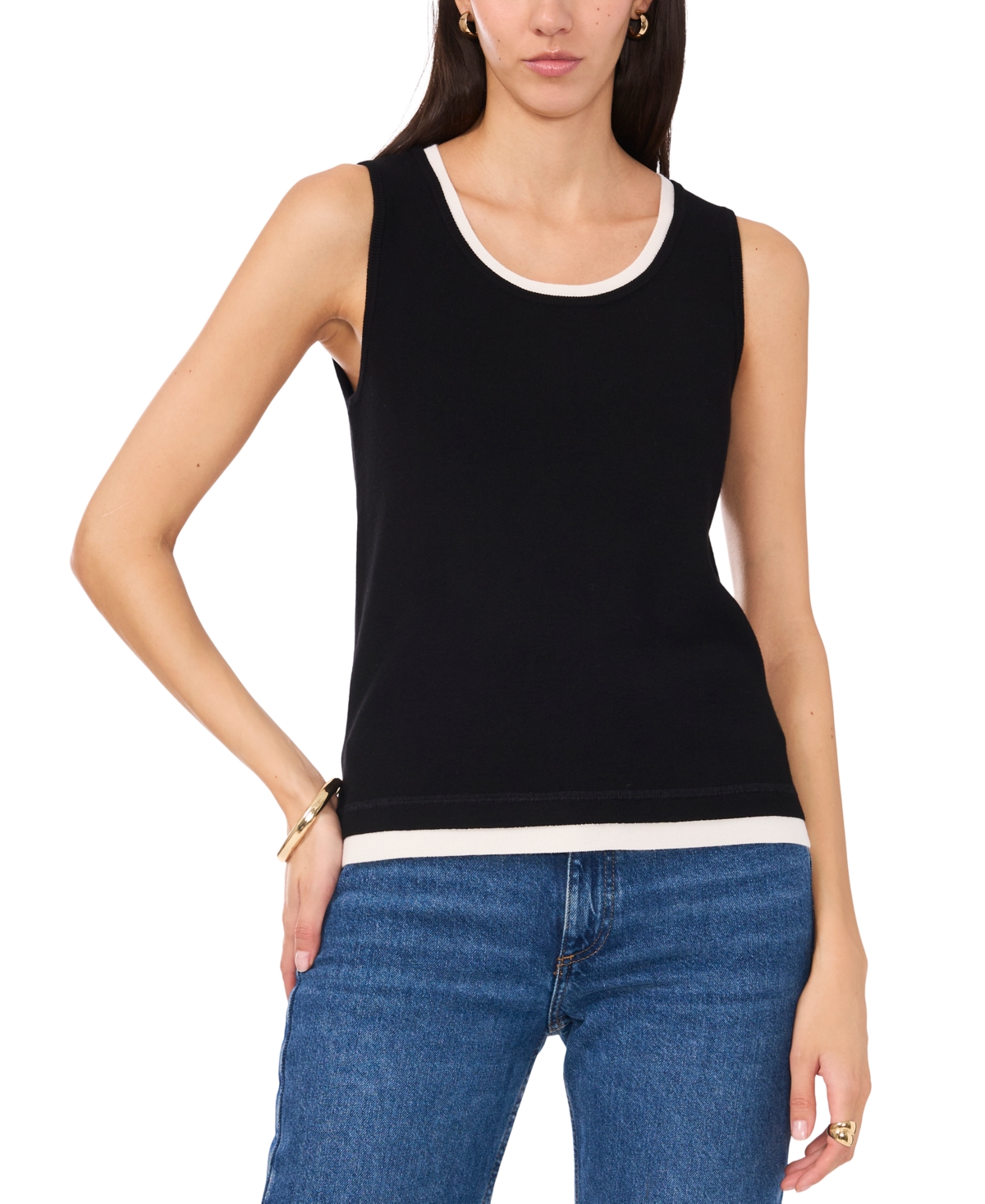 Click here for Vince Camuto Womens Contrast-Trim Sleeveless Sweat... prices