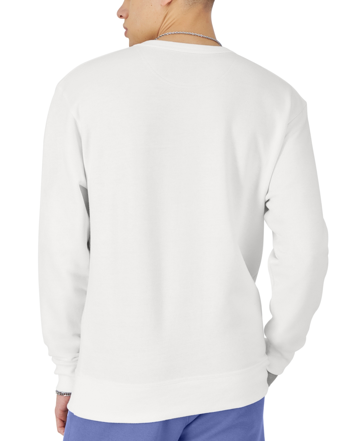 Click here for Champion Mens Powerblend Logo Sweatshirt - White prices