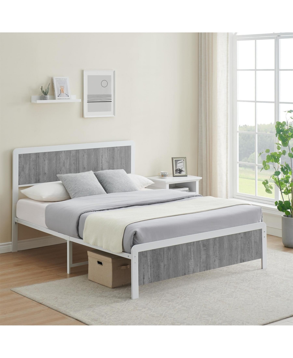 Click here for gaomon Queen Bed Frame with Curved Wood Headboard... prices