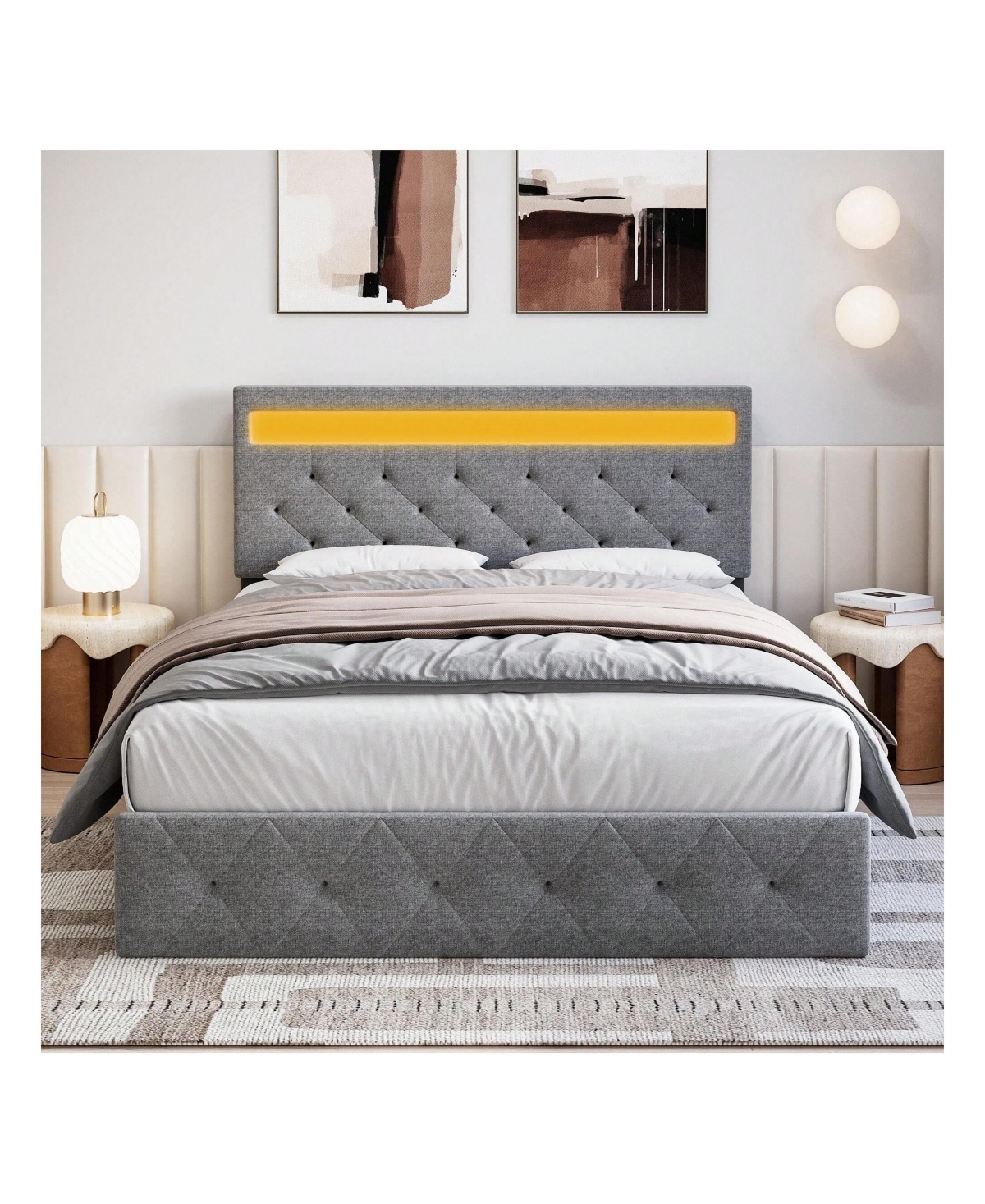 Click here for gaomon Full/Queen Size Bed Frame With Led Lights H... prices
