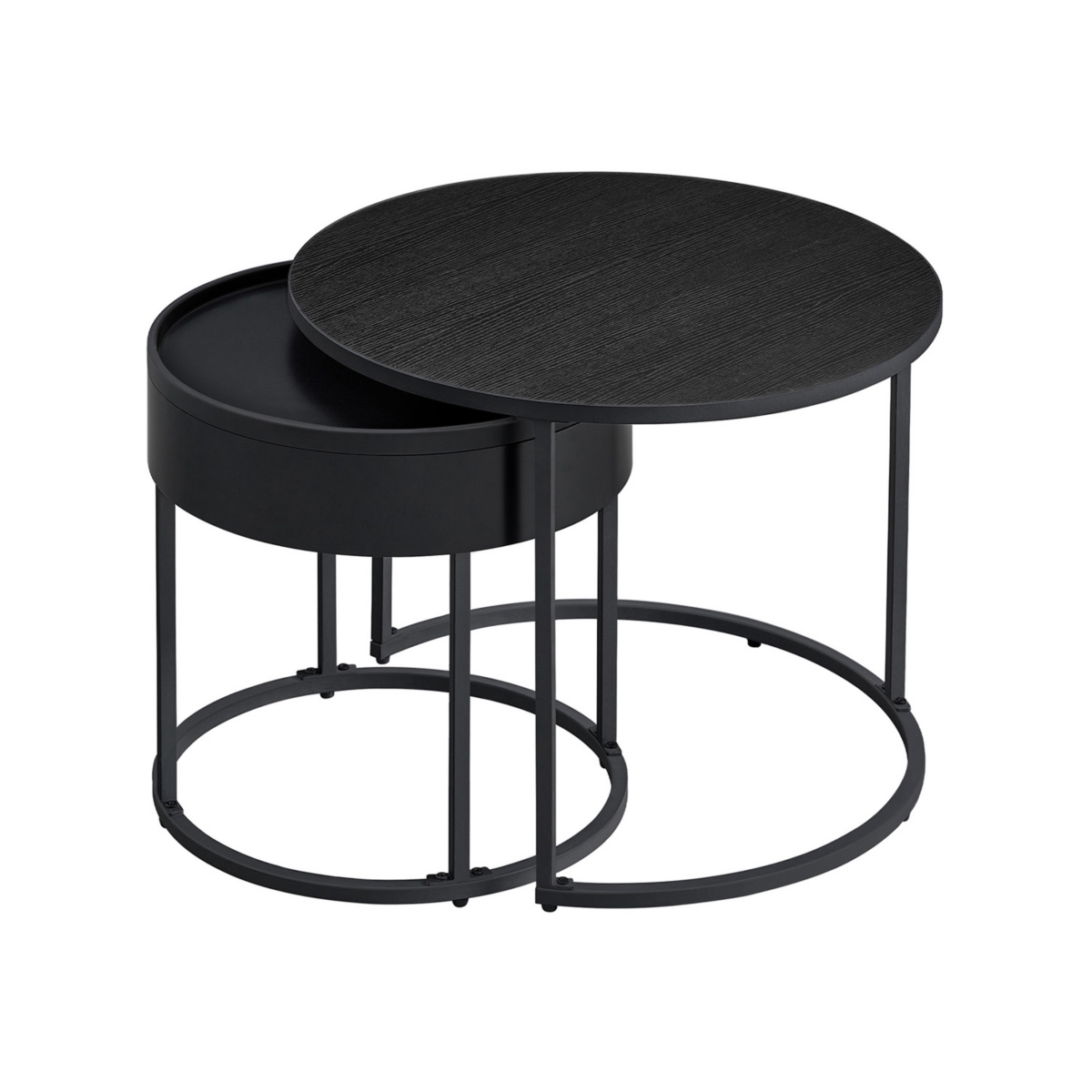 Click here for Set of 2 Round Nesting Coffee Tables with Hidden S... prices