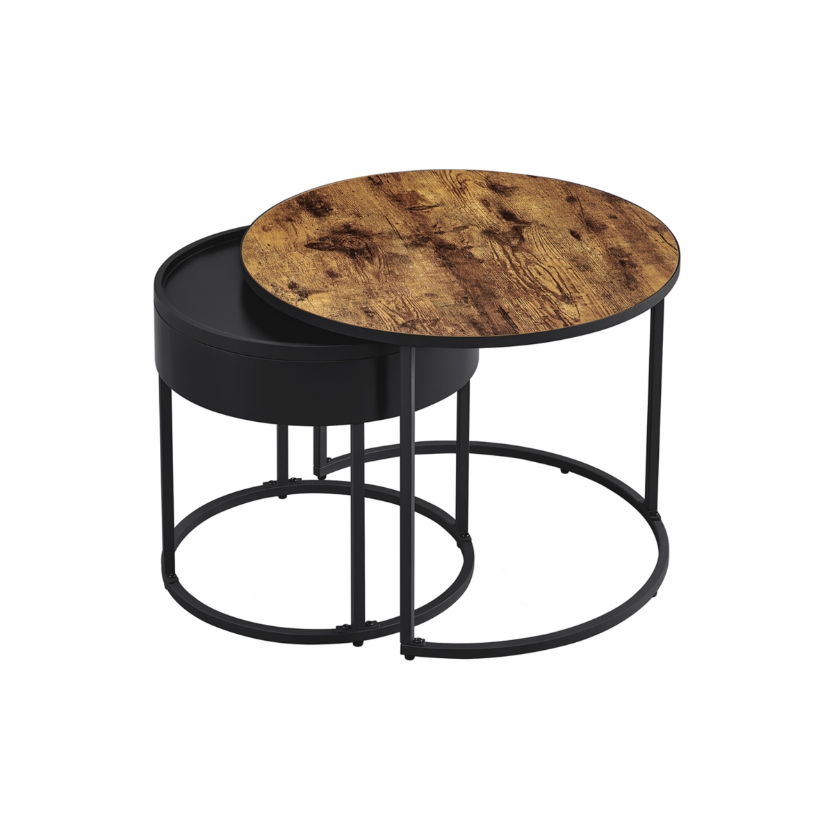 Click here for Set of 2 Round Nesting Coffee Tables with Hidden S... prices