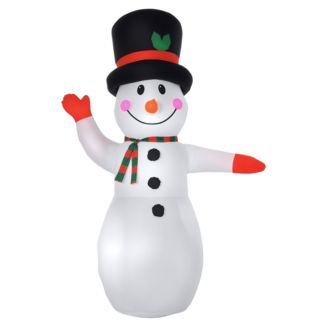 HOMCOM 8' Christmas Inflatable Waving Snowman Yard Decorations w/ LED ...