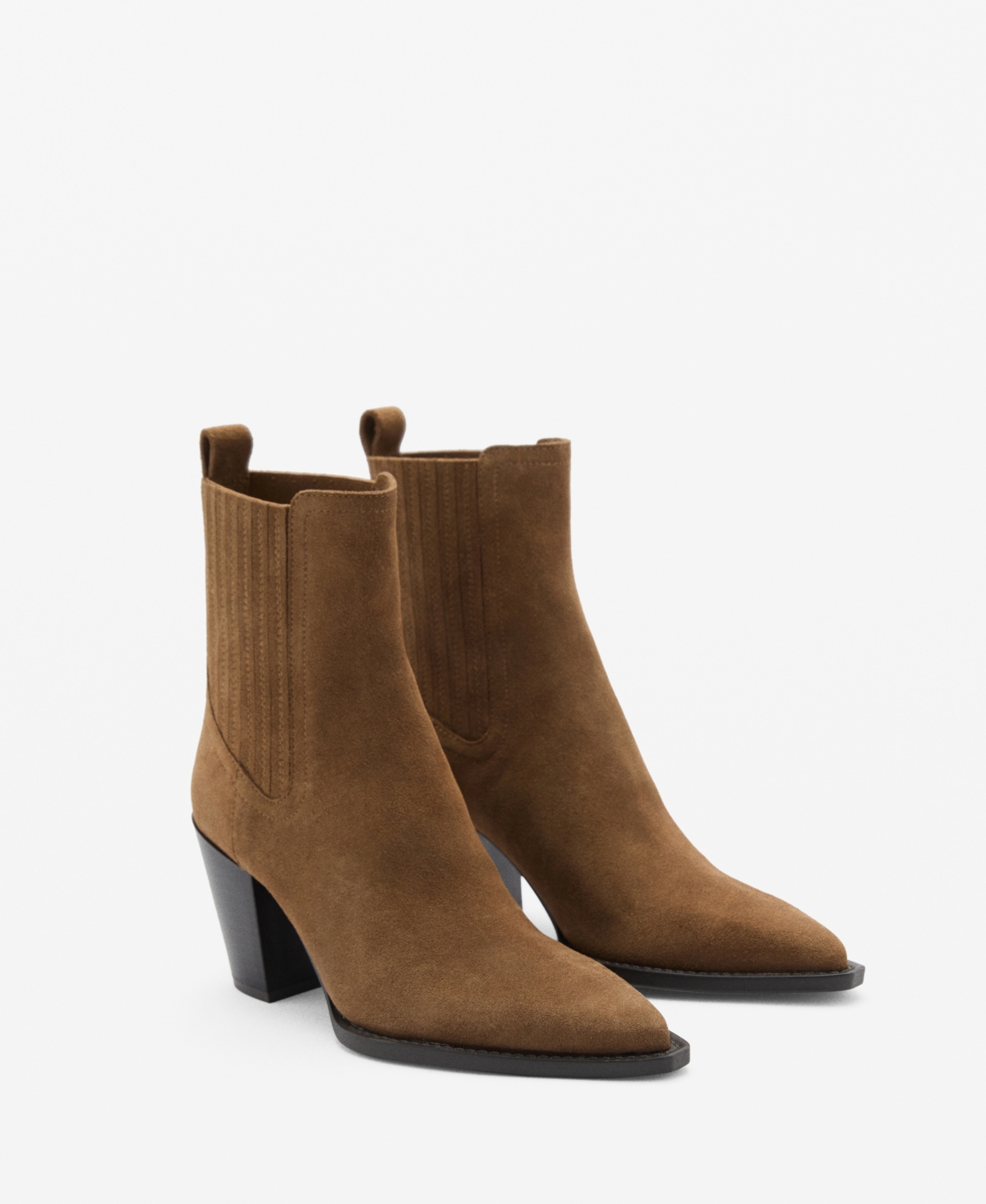 Click here for Mango Womens Block-Heel Suede Ankle Boots - Brown prices