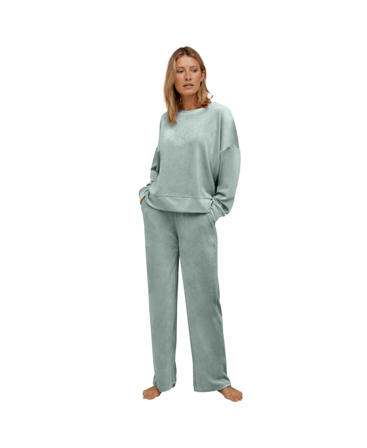 Click here for Ellos Womens Boxy Velour Lounge Sweatshirt - Grey... prices