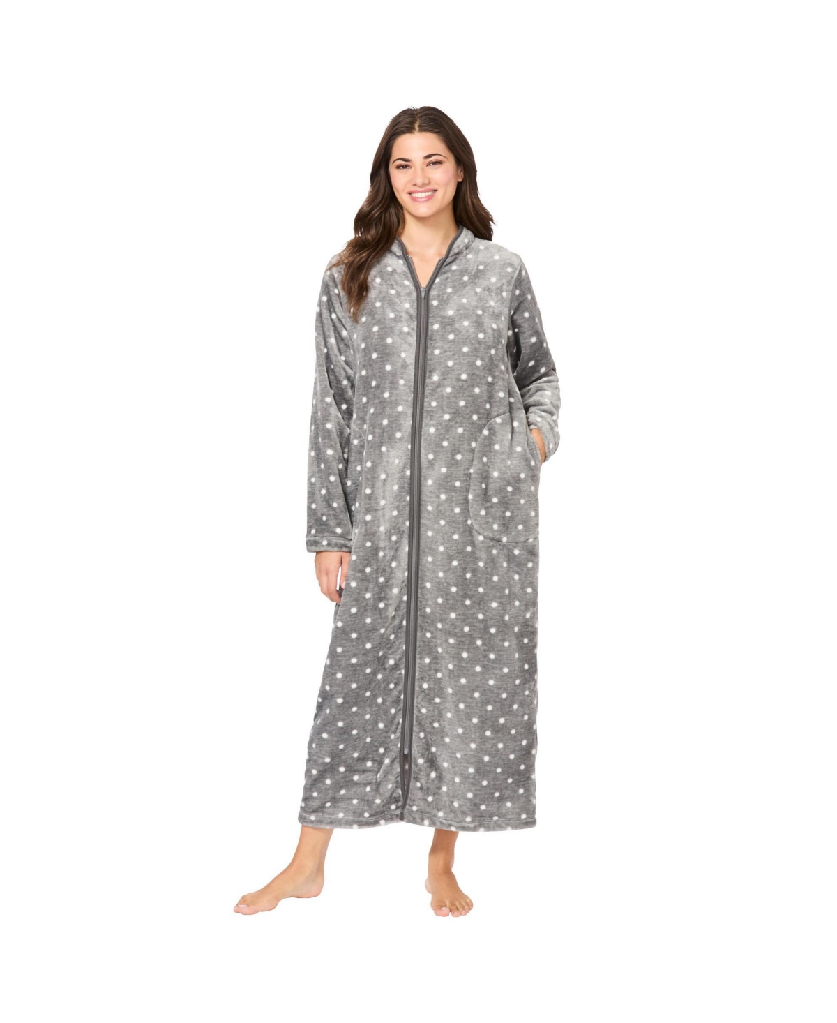 Click here for Dreams & Co. Womens Plus Size Plush Zip-Front Robe... prices