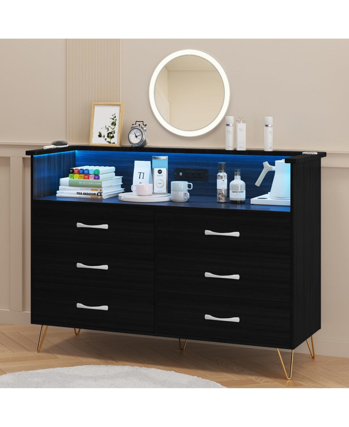 Click here for gaomon 6 Drawer Dresser for Bedroom - Black prices