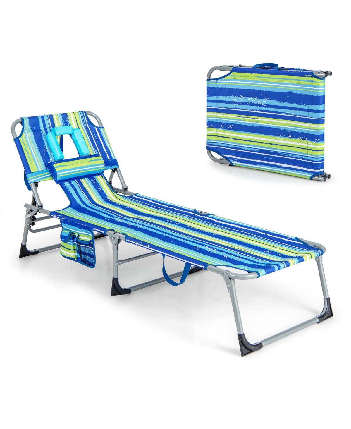 Click here for Gouun Folding Beach Lounge Chair with Pillow for O... prices