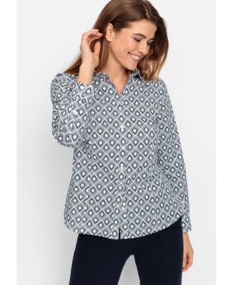 Olsen Women's Diamond Pattern Tailored Shirt - Macy's