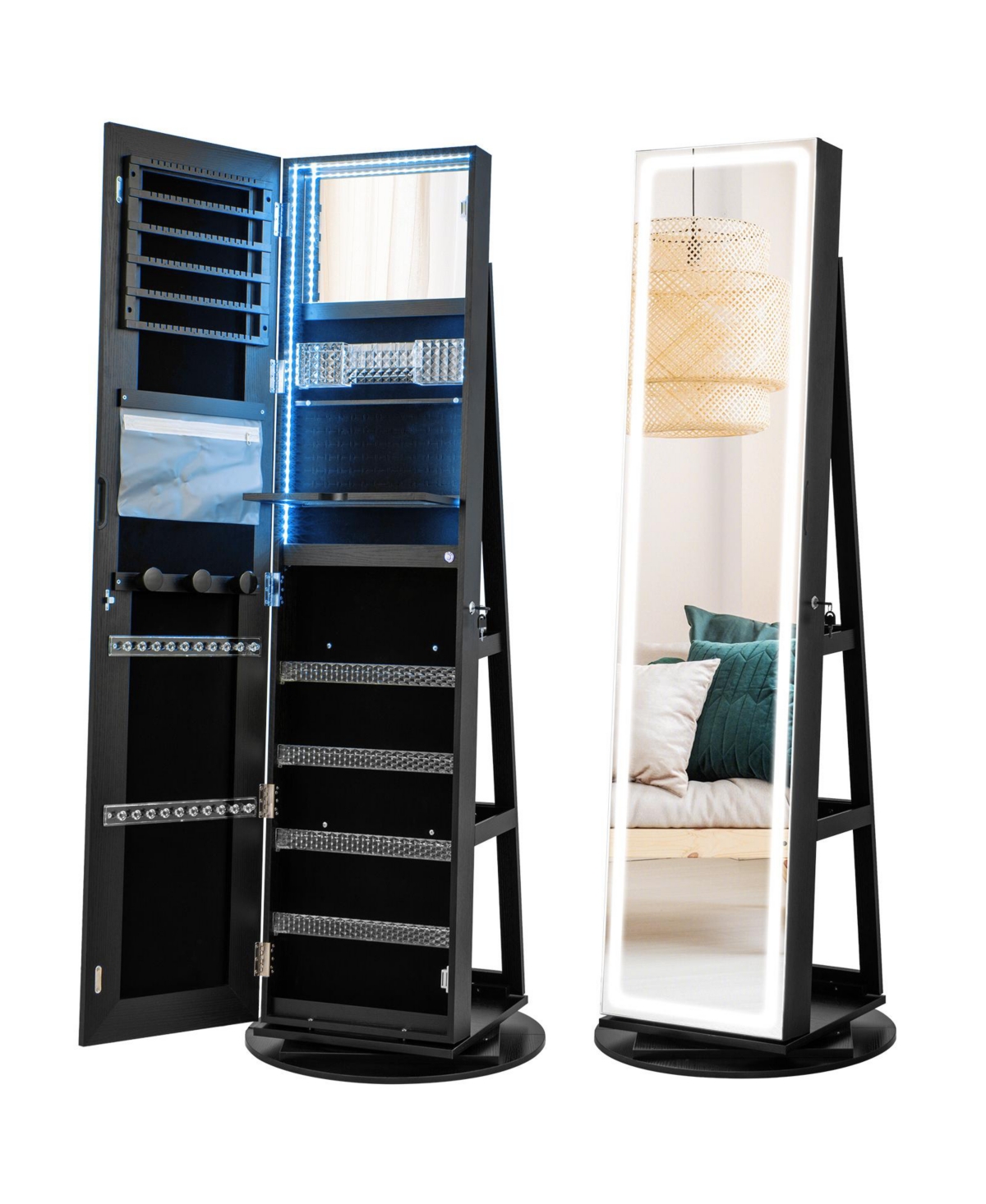 Click here for Gouun Led Lighted Standing Jewelry Cabinet with Mi... prices