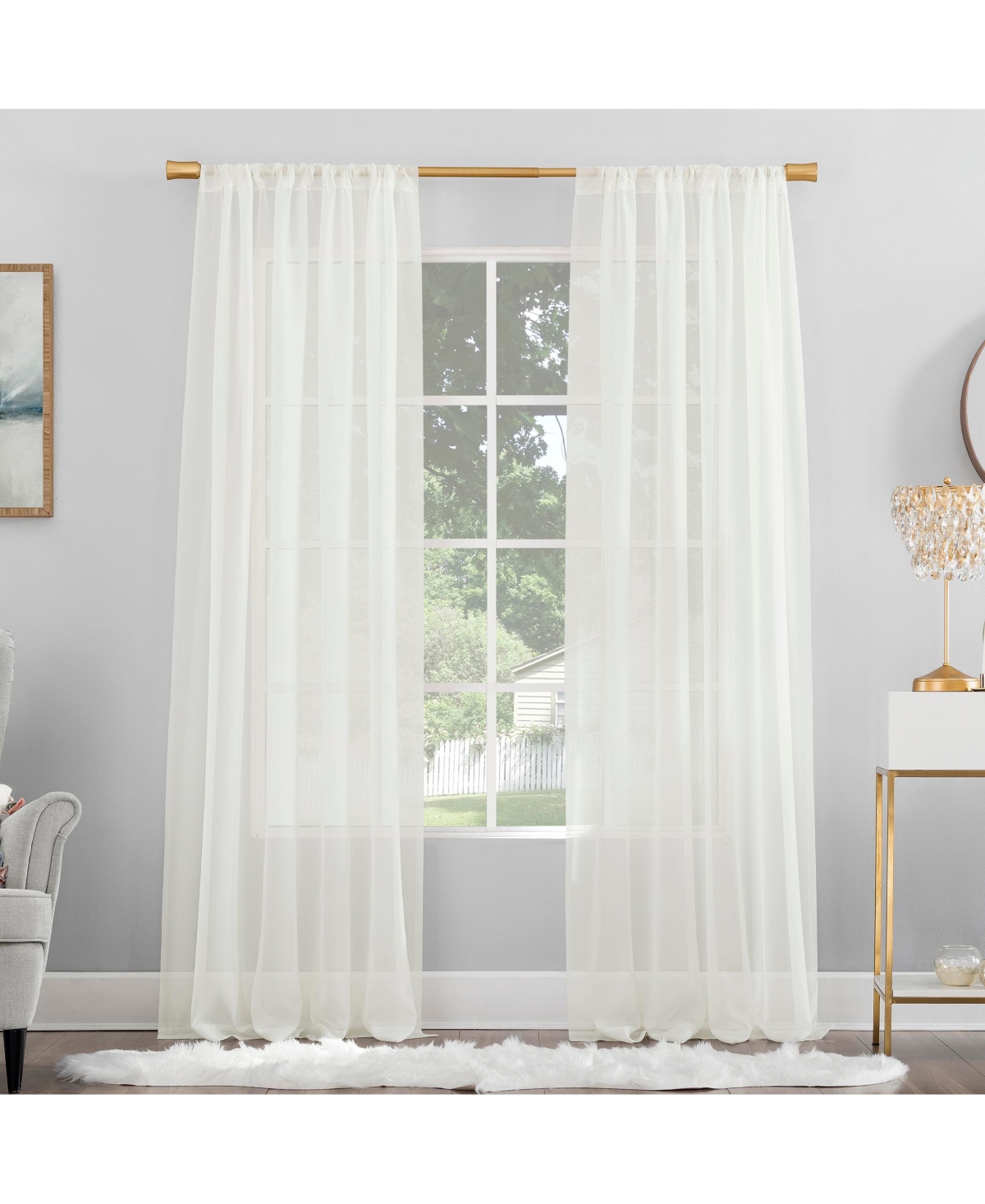 Click here for Mallory Sheer Voile Rod Pocket Curtain Panel - Egg... prices