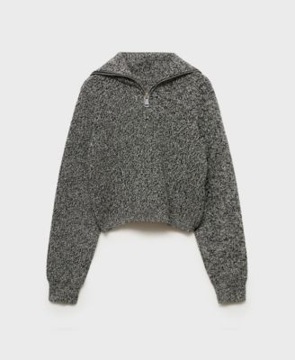 Mango Women's Zip Flecked Sweater - Macy's