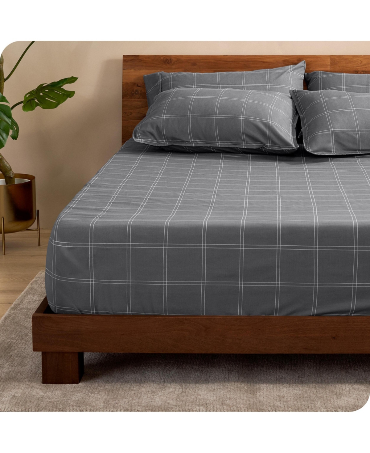 Click here for Bare Home Double Brushed Printed Fitted Sheet - Mo... prices