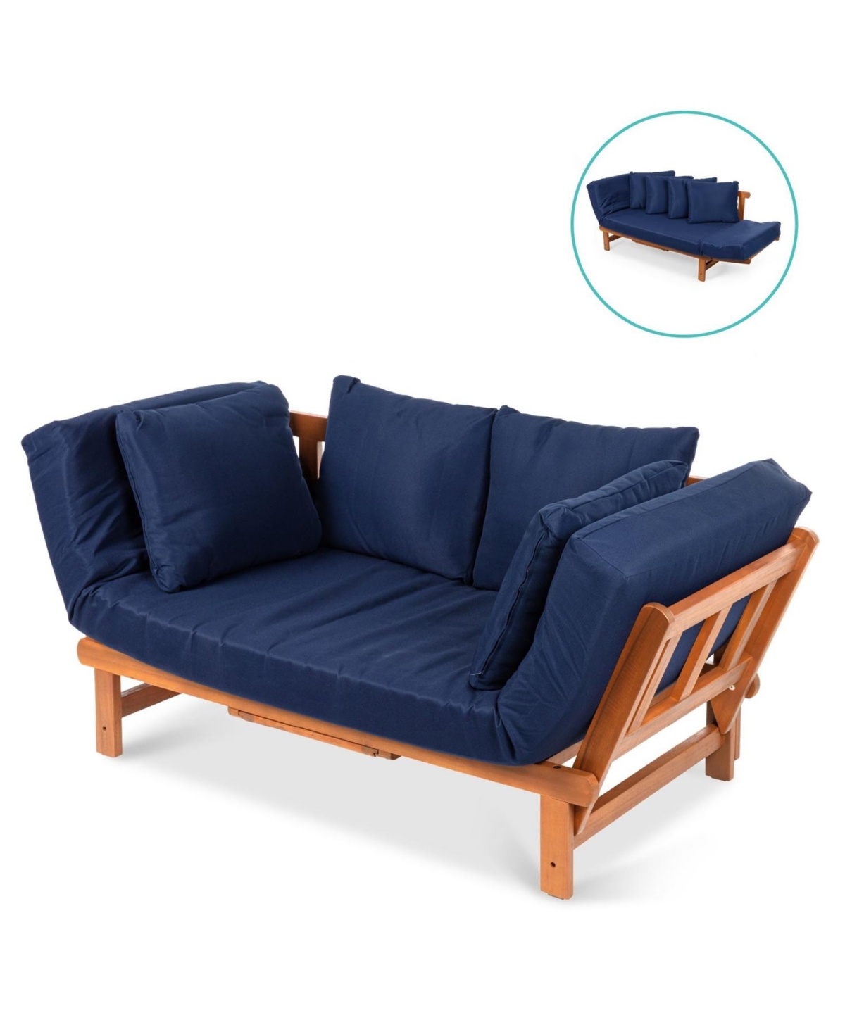 Click here for Slickblue Outdoor Acacia Wood Convertible Sofa Fut... prices