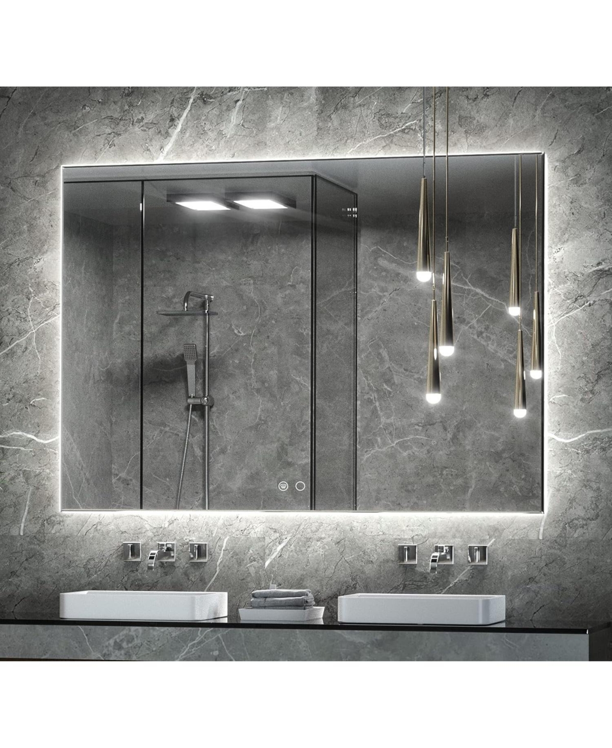 Click here for keonjinn Led Backlit Frameless Lighted Bathroom Wa... prices