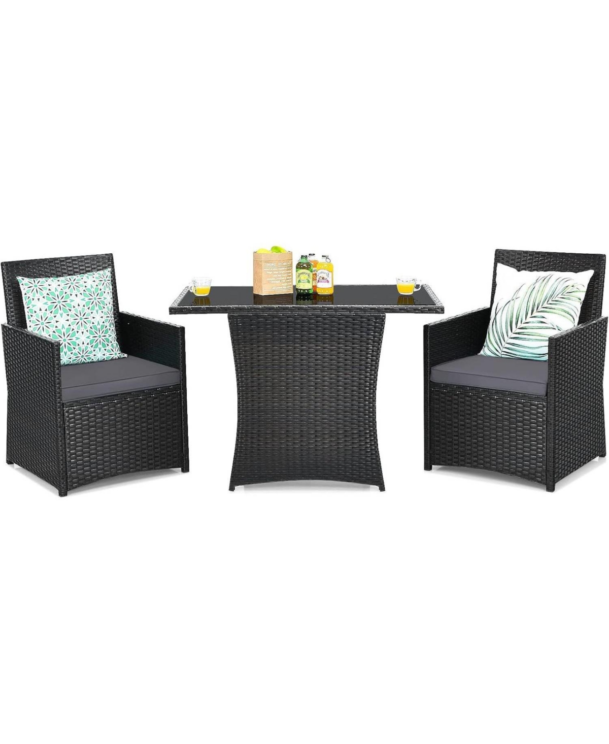 Click here for Slickblue 3-Piece Outdoor Patio Furniture Bistro D... prices