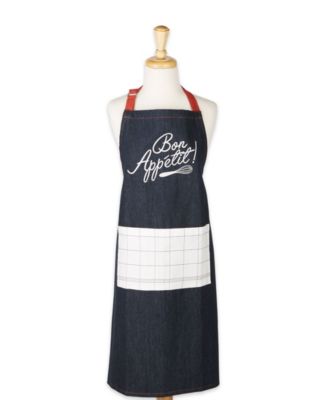 Design Imports Bon Appetit Denim Embroidered Apron - Macy's