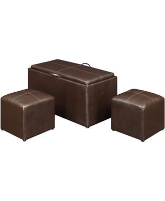 Slickblue Storage Bench Coffee Table with 2 Side Ottomans for Living ...