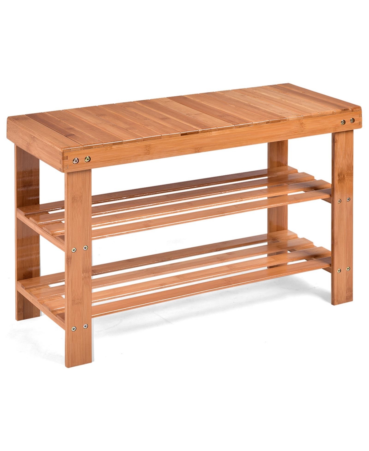 Click here for Gouun 3 Tier Bamboo Bench Storage Shoe Shelf - Nat... prices