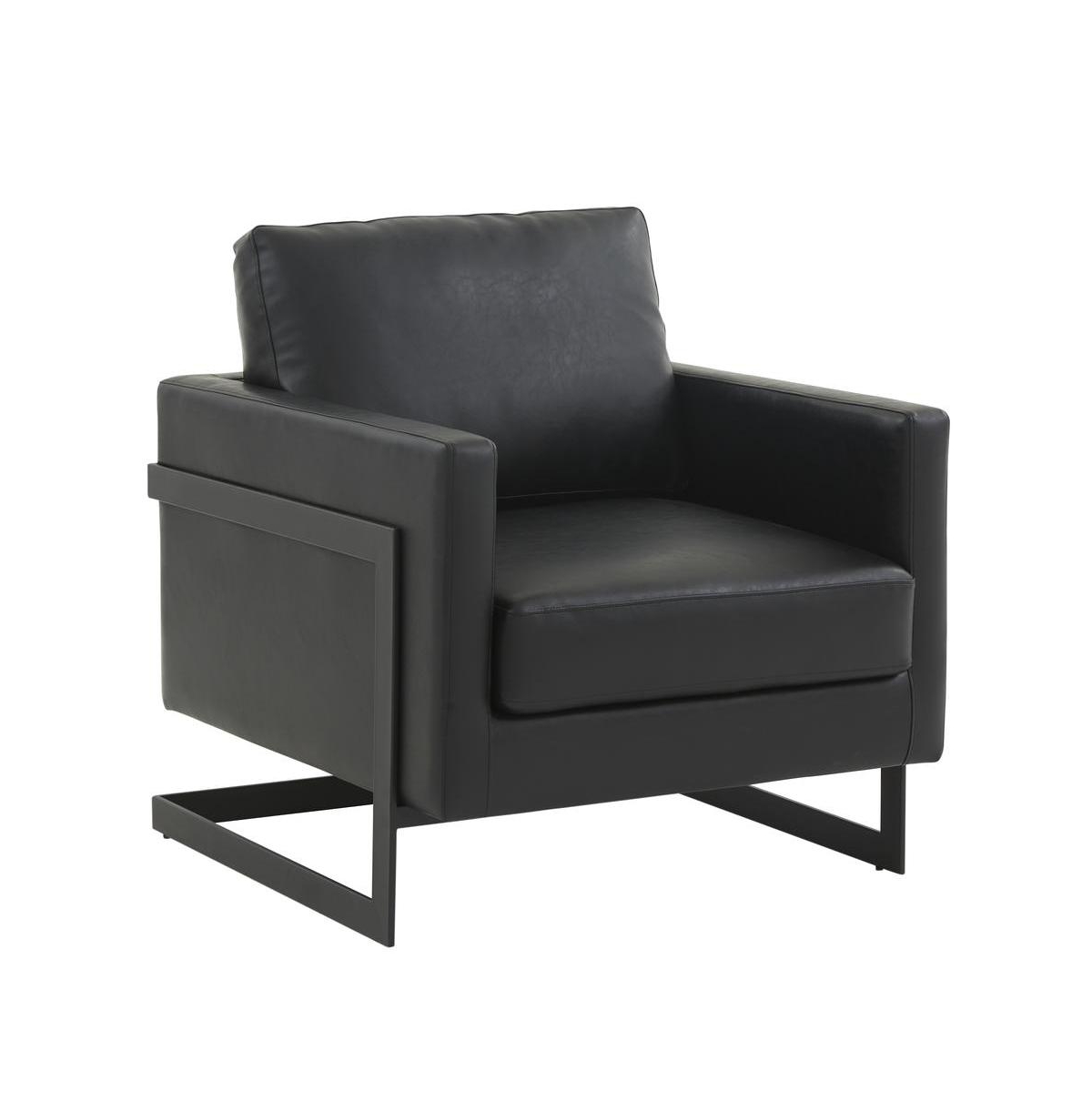 Click here for LeisureMod Leather Accent Armchair With Black Stee... prices