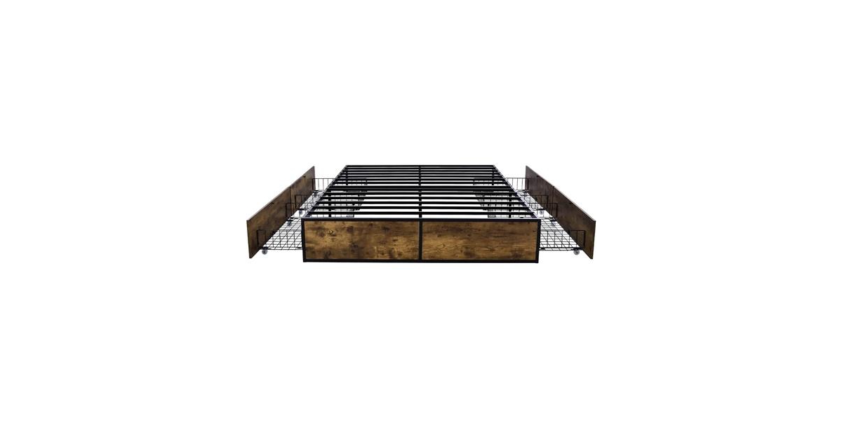 Click here for Slickblue Metal Wood Platform Bed Frame with 4 Sto... prices