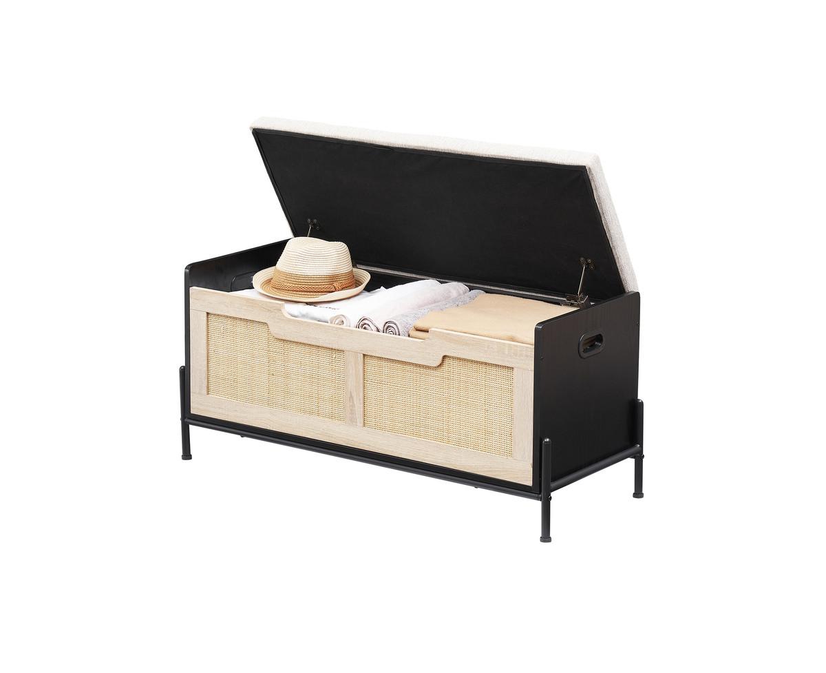 Click here for gaomon Rattan Storage Bench with 2 Safety Hinges... prices