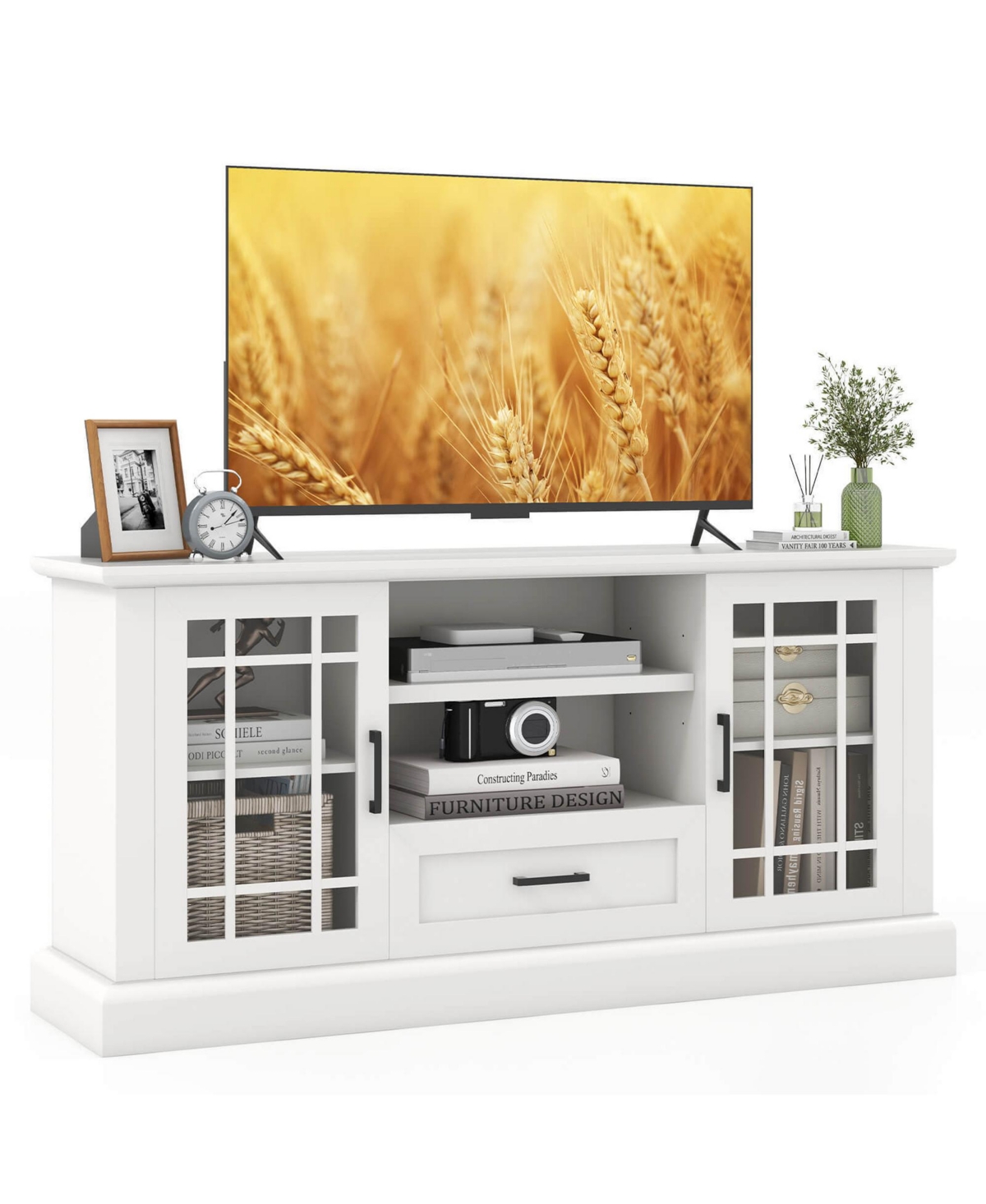 Click here for Gymax Farmhouse Tv Stand for TVs up to 70 Media Ce... prices