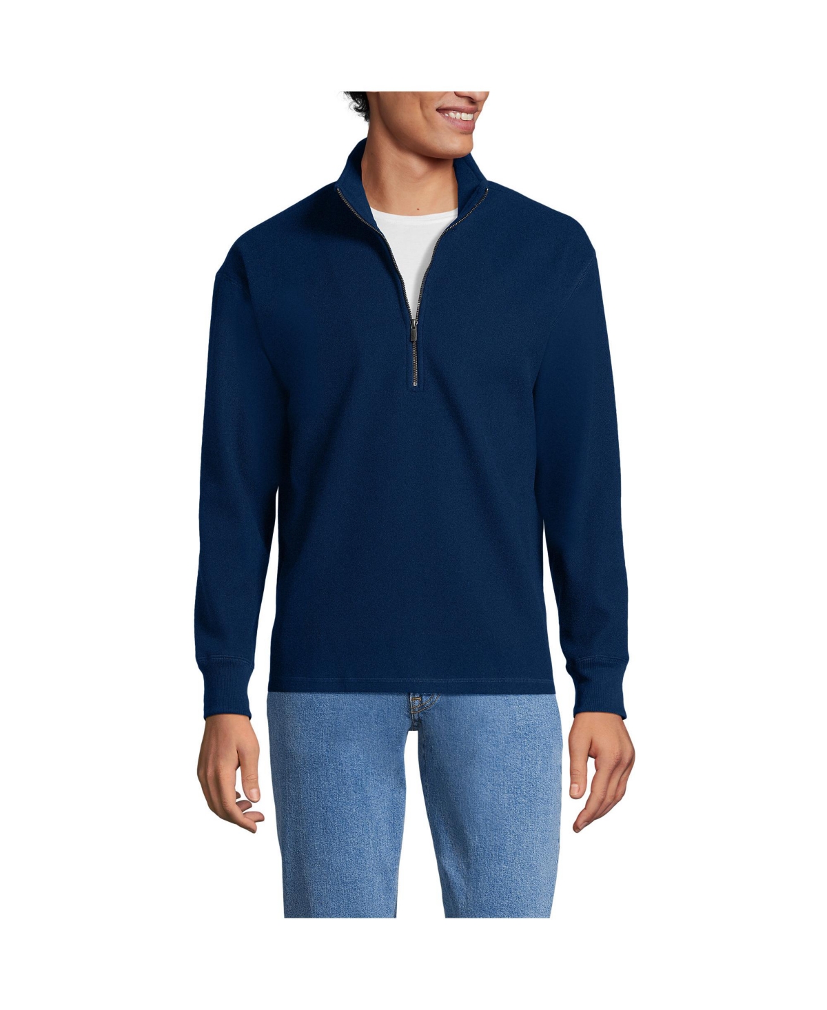 Click here for Lands End Womens Mens Textured Fleece Half Zip - D... prices