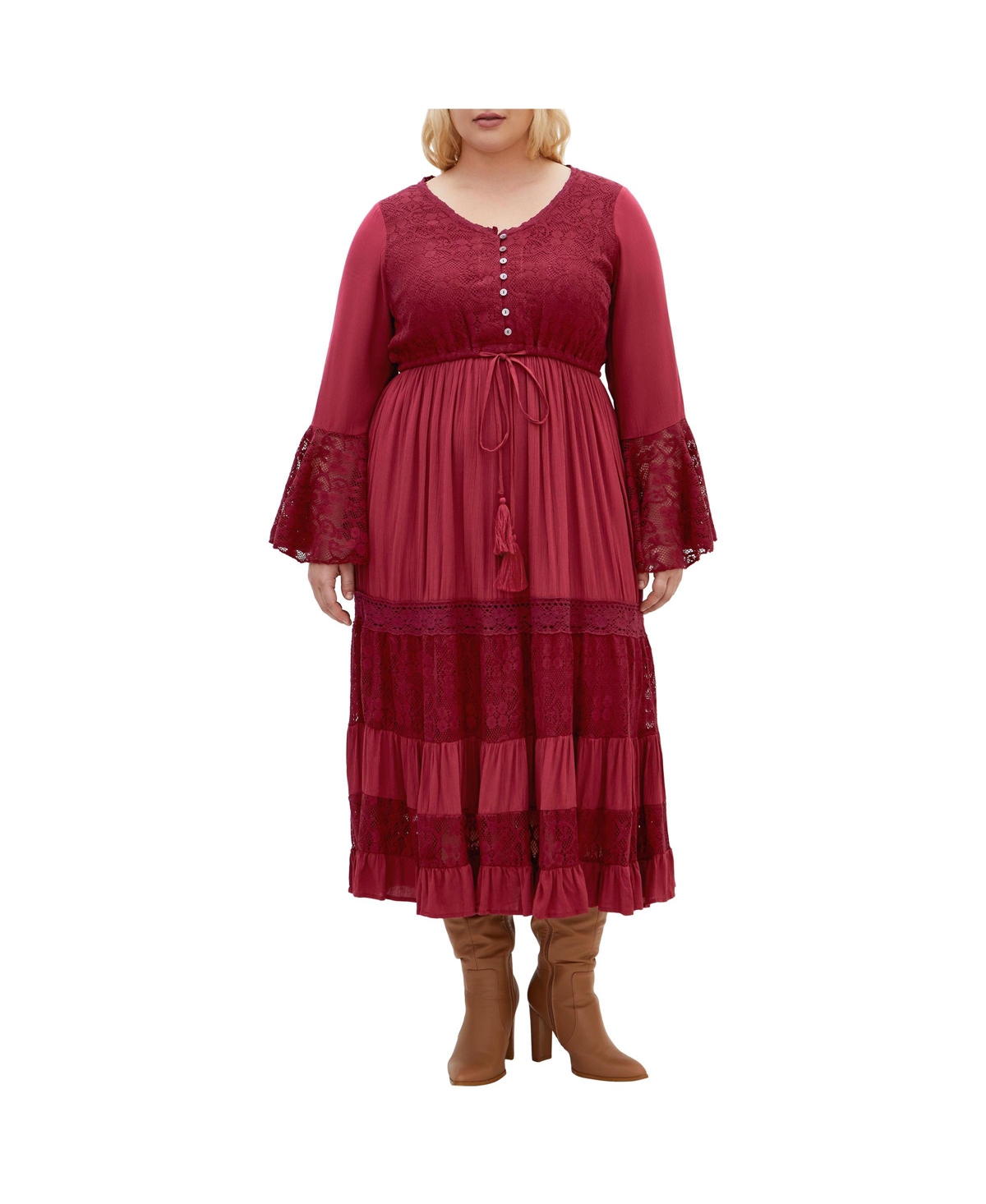 Click here for City Chic Plus Size Tisha Lace Maxi Dress - Shiraz prices